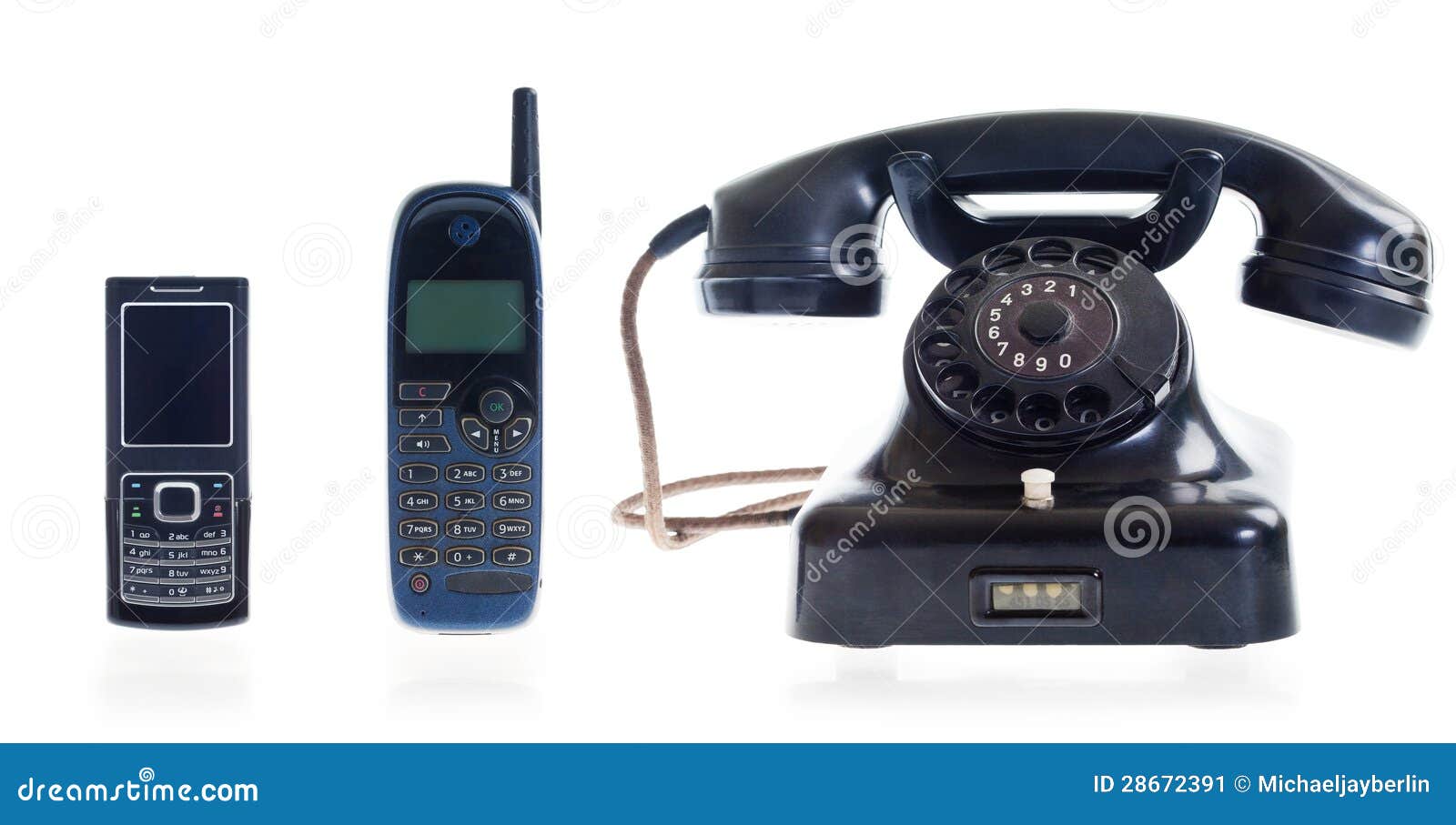 Three Generations of Telephones Stock Image - Image of objects, studio ...