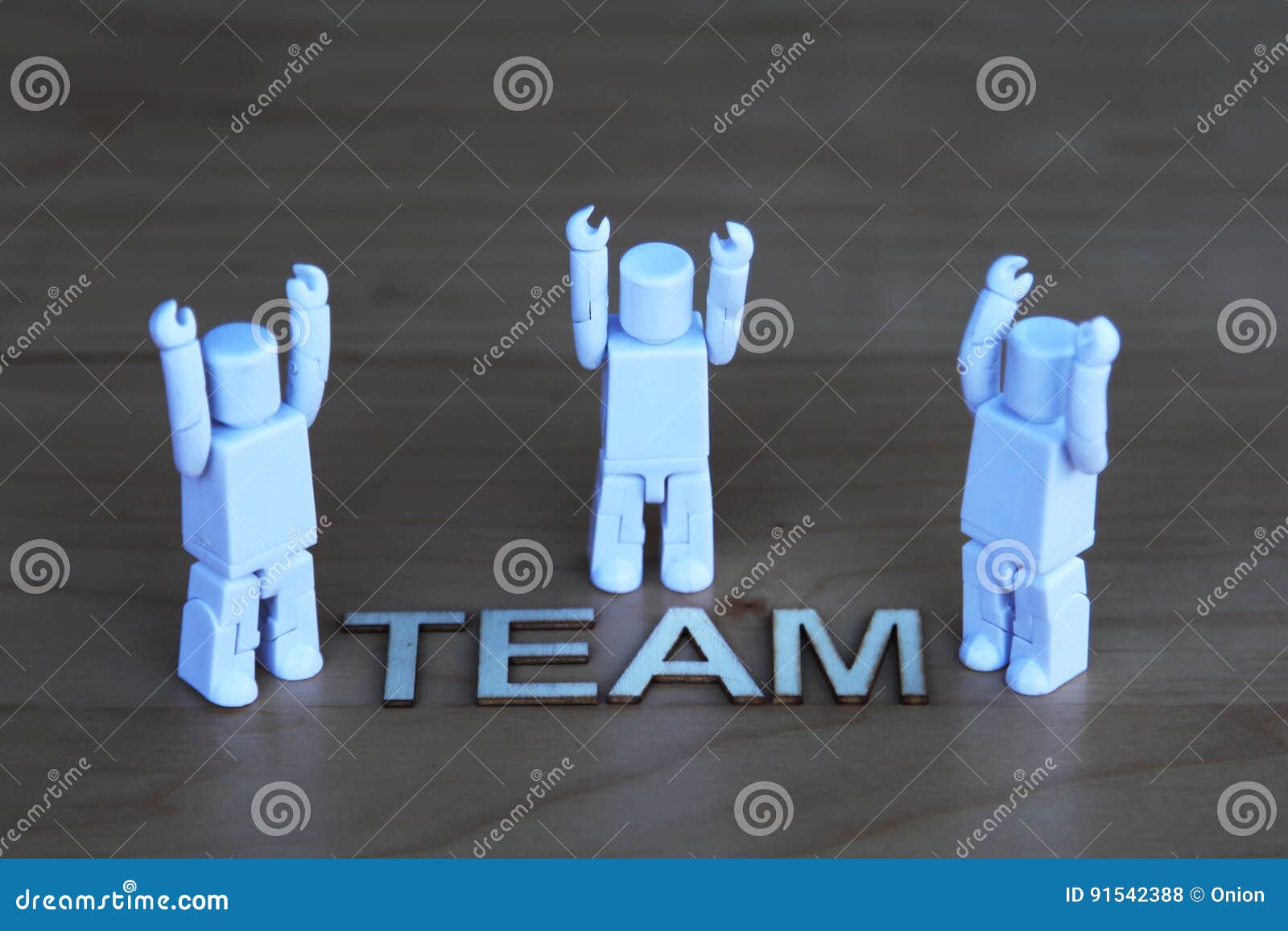 Three Generic Figures Celebrating As Team Stock Photo - Image of ...