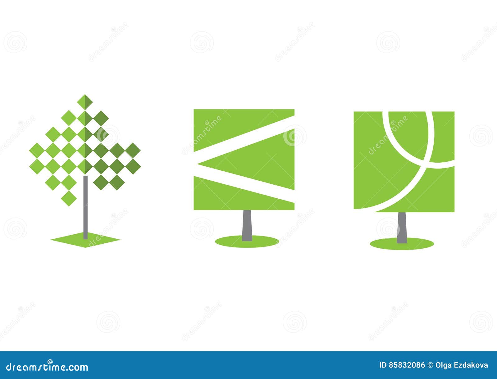 Three geometric trees stock vector. Illustration of color - 85832086