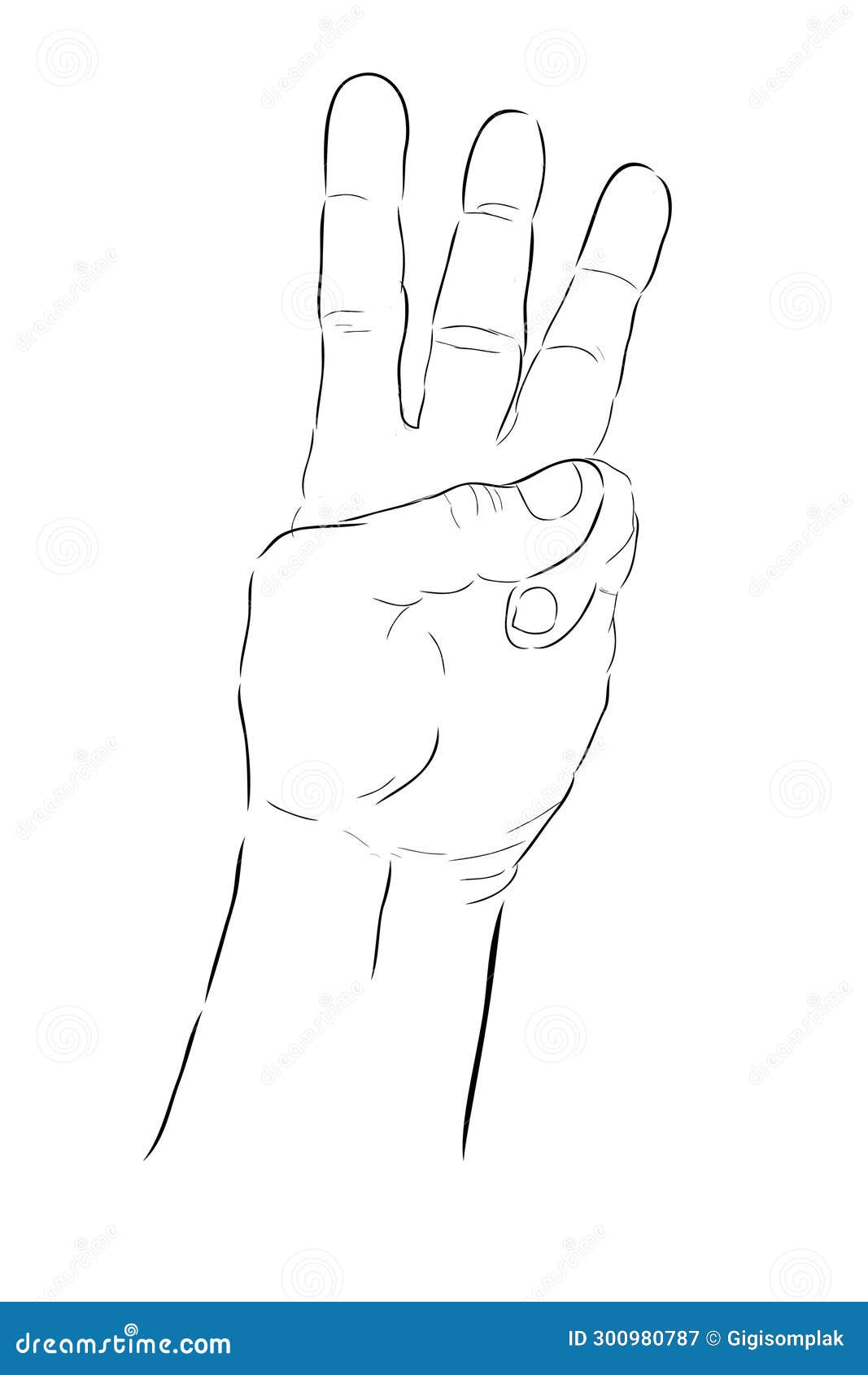 Three 3 Gesture Vector Draw Doodle Man Hand Stock Vector - Illustration ...