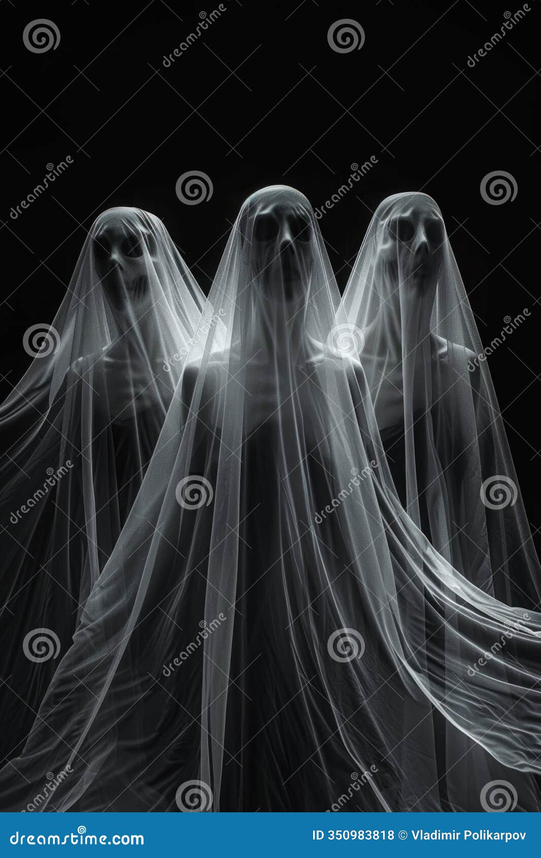 Three Ghostly Figures Are Standing In A Graveyard Royalty-Free Stock Photography | CartoonDealer ...