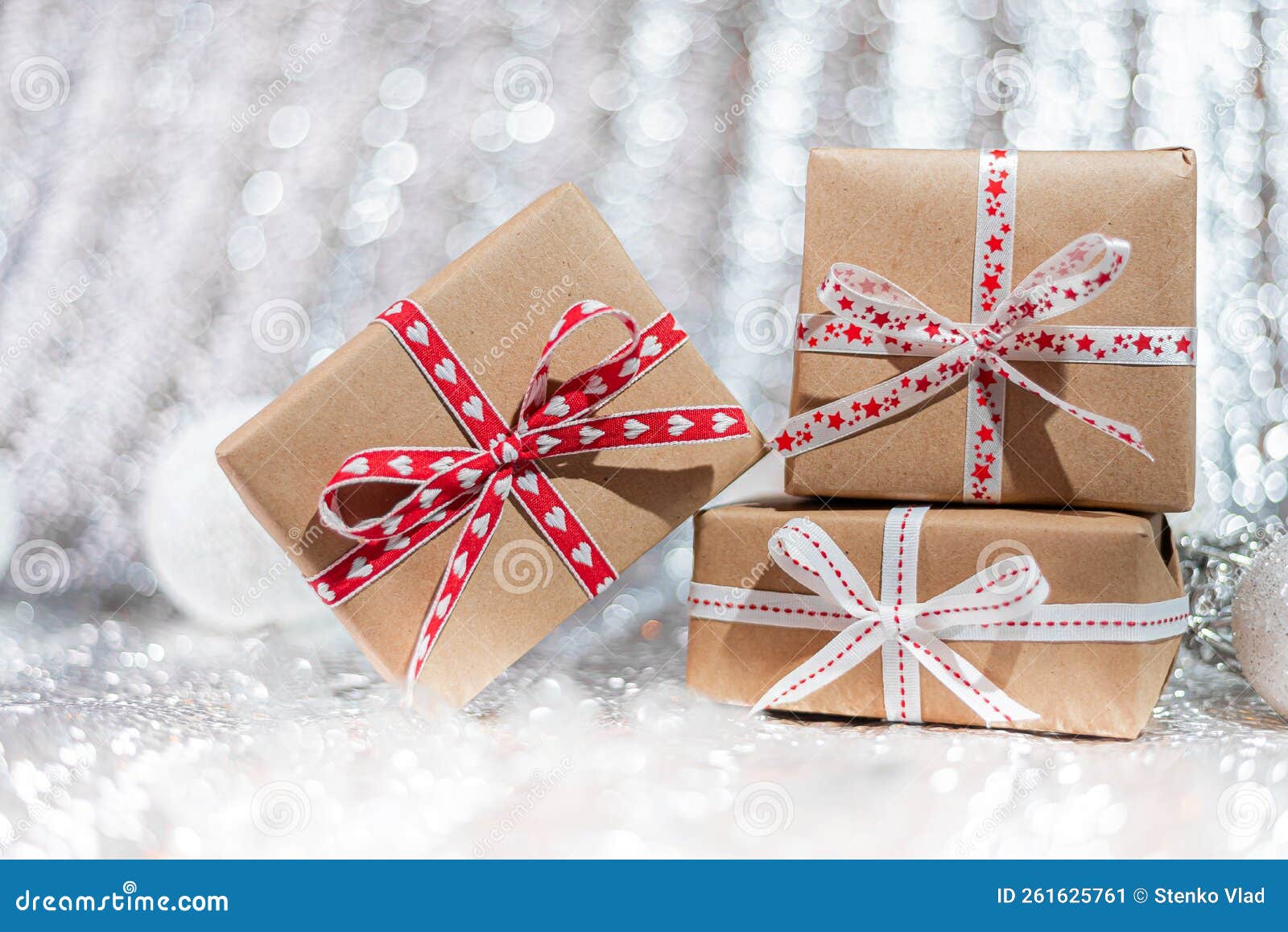 Three Gift Box Different Type of Gift Box. Kraft Paper Gift Box. Stock ...