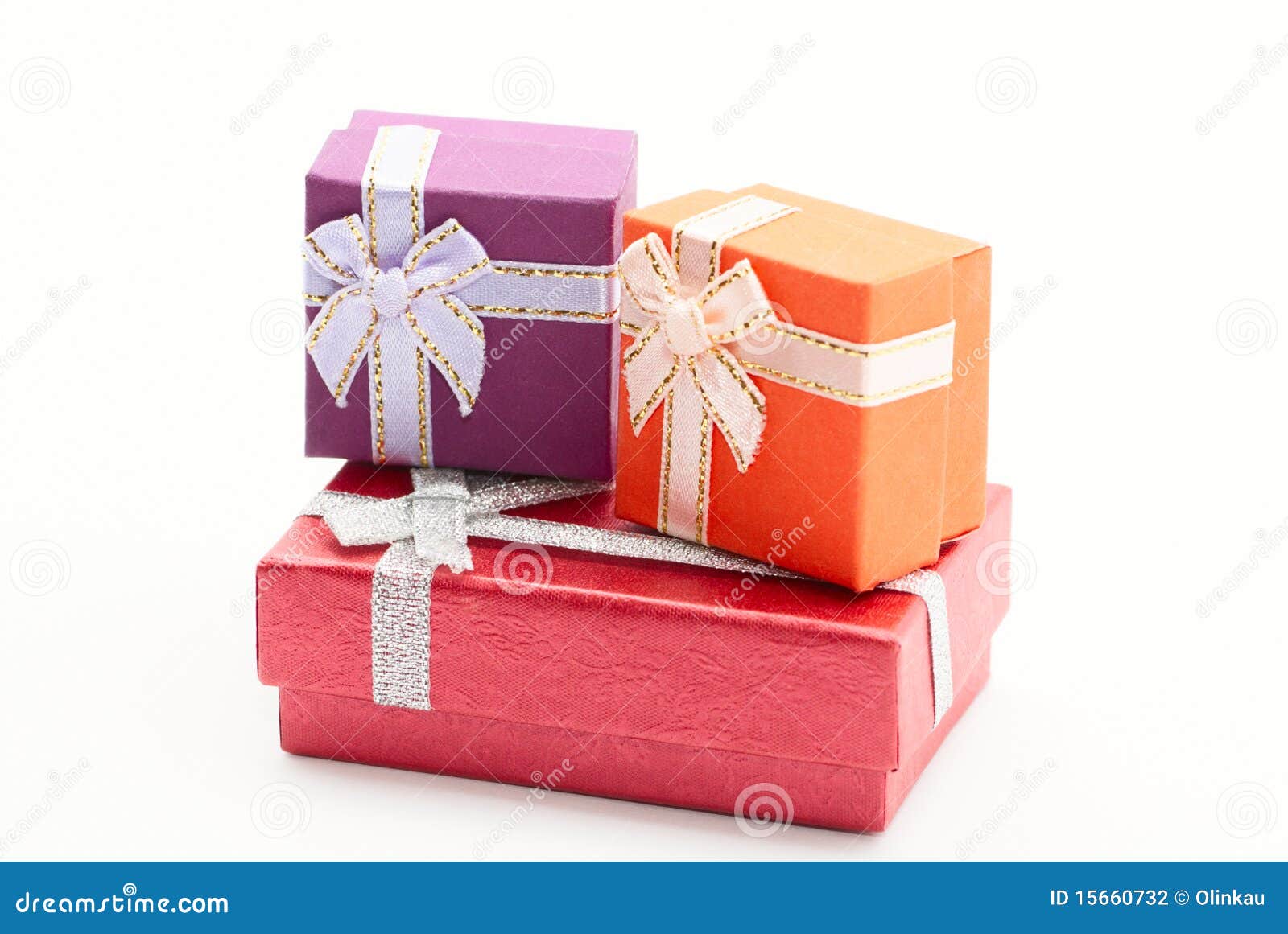 Three gift boxes stock photo. Image of december, ribbon - 15660732
