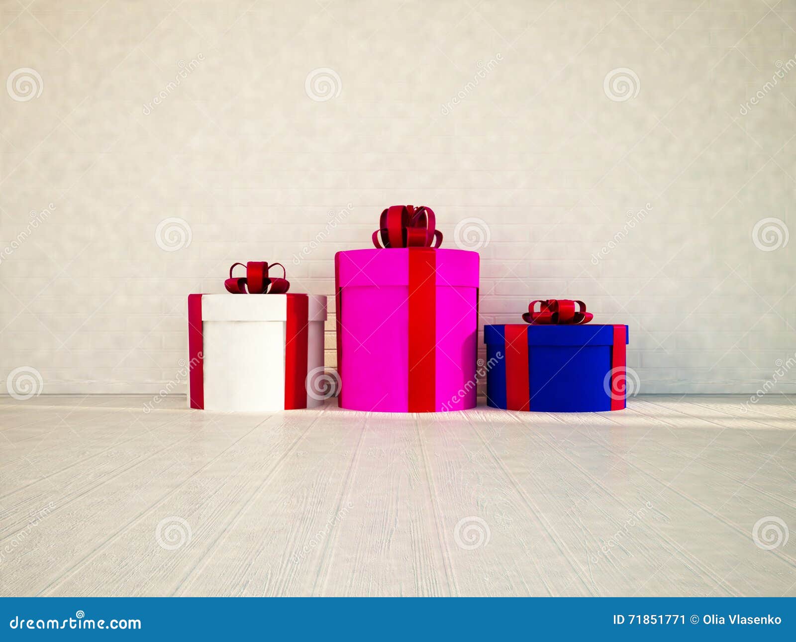 Three Gifts on the Floor, 3d Stock Illustration - Illustration of ...