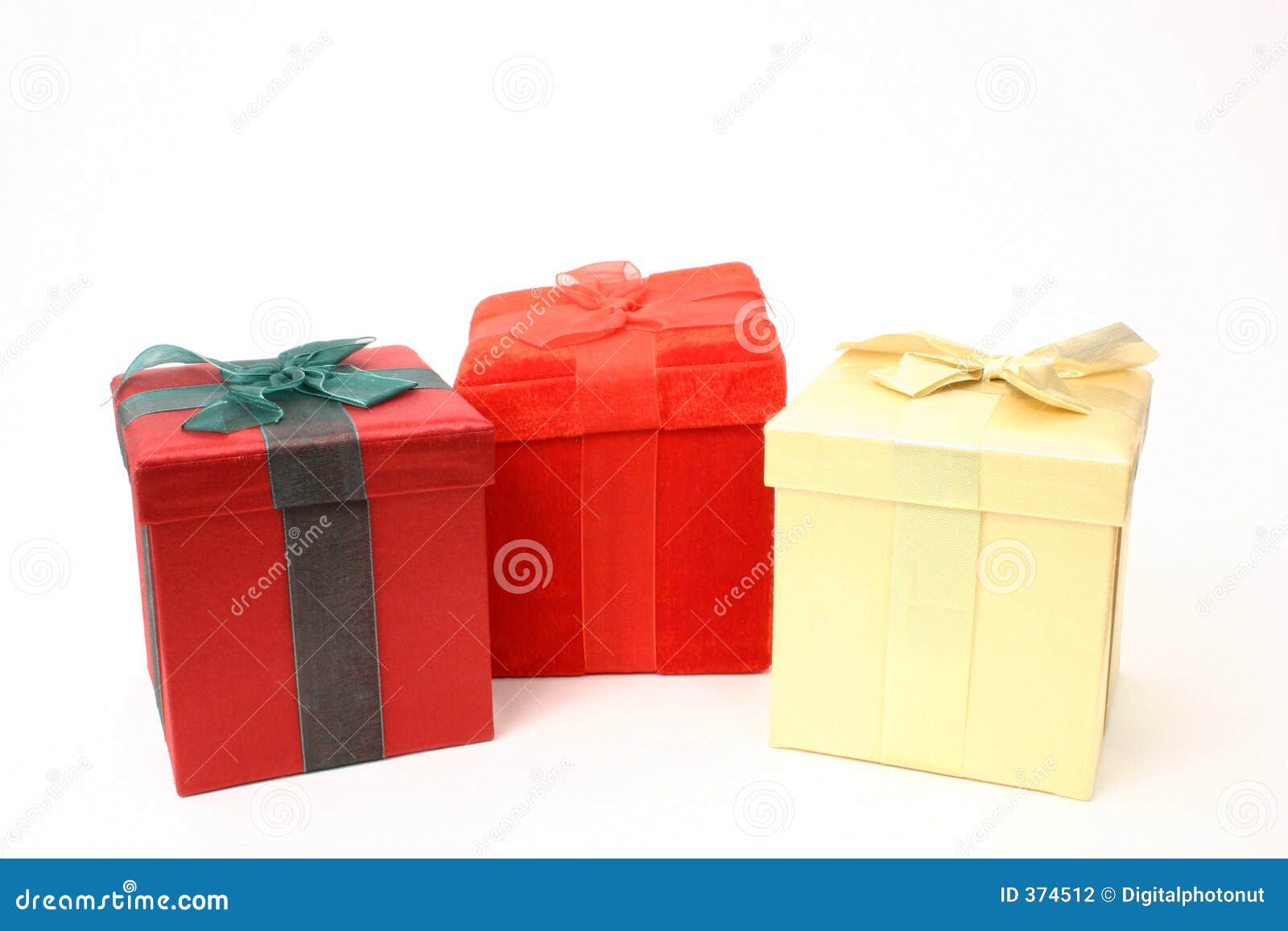 Three Gifts Over White stock photo. Image of gold, square - 374512