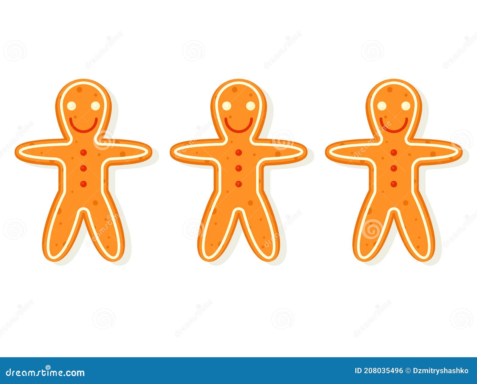 Three Gingerbread Men Icon. Clipart Image Vector Illustration ...