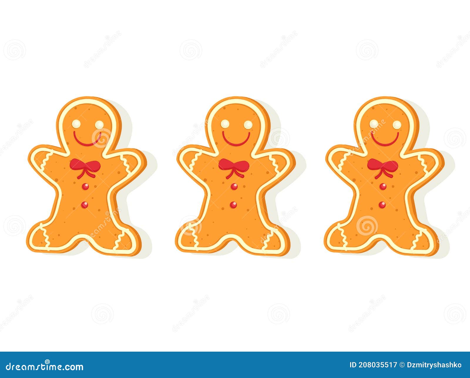 Three Gingerbread Men Icon. Clipart Image Vector Illustration ...