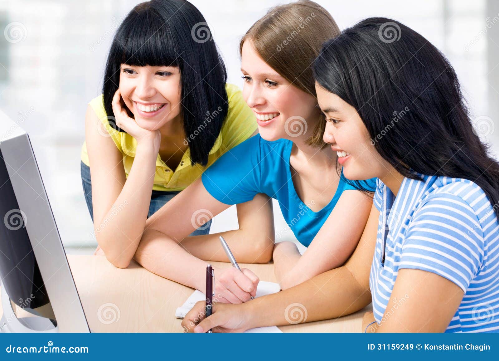 Three girl friends stock image. Image of group, casual - 31159249