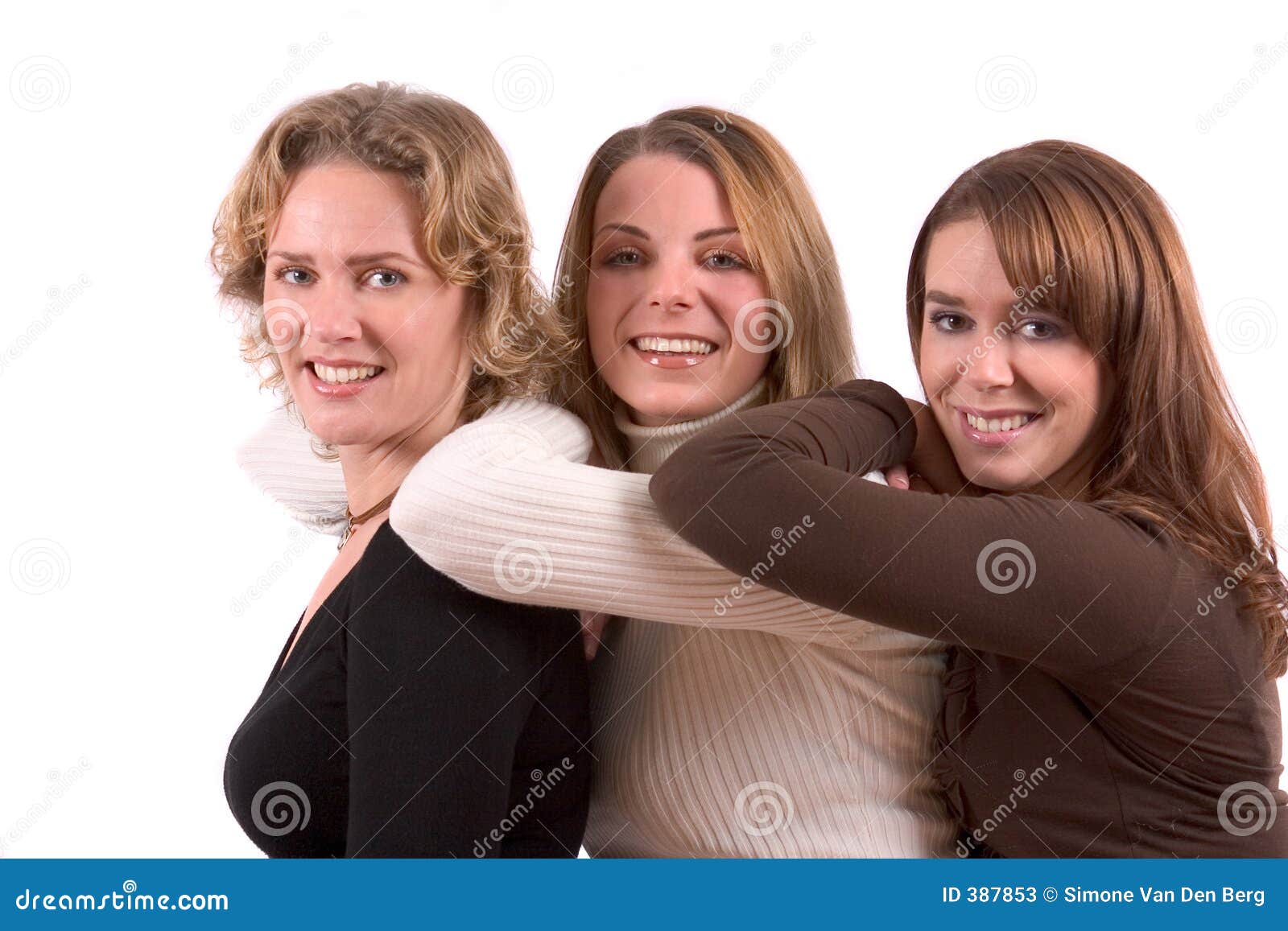 Three girlfriends stock image. Image of brunette, girls - 387853