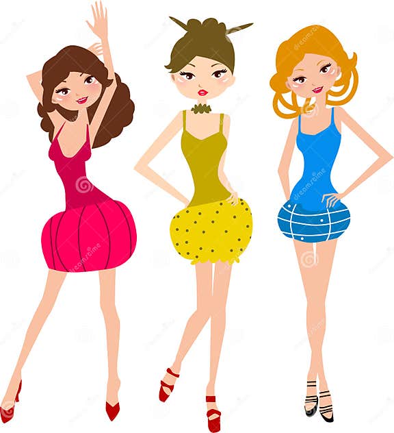 Three girls stock vector. Illustration of feminine, beautiful - 12197021