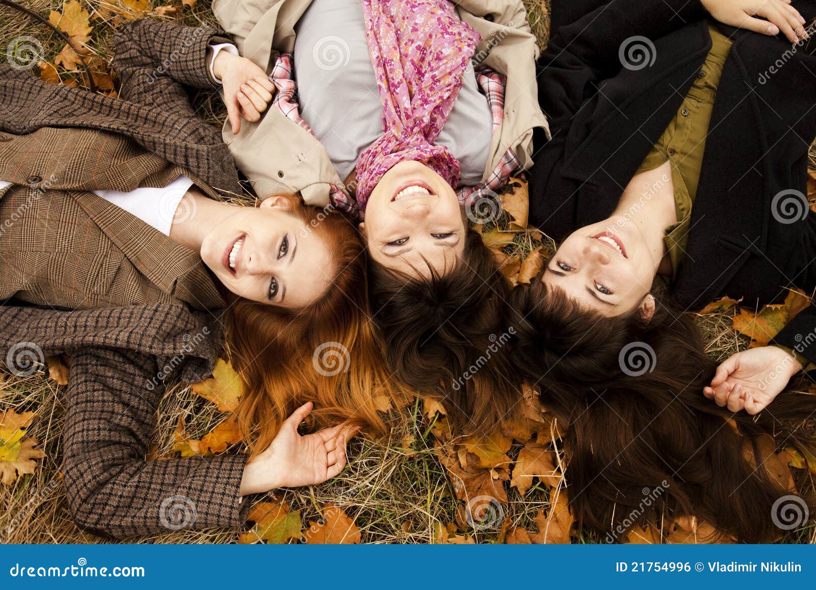 Three Girls in the Autumn Park. Stock Photo - Image of beautiful ...