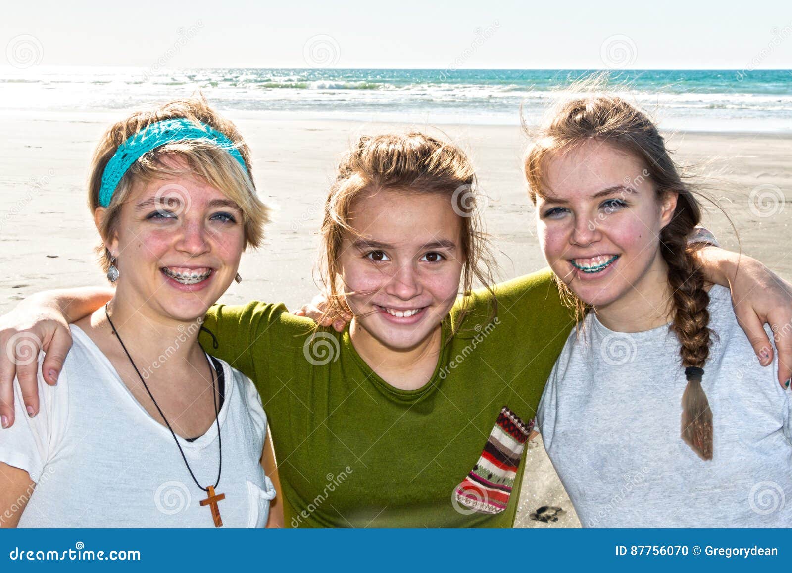 Three Girls at the Beach stock photo. Image of person - 87756070