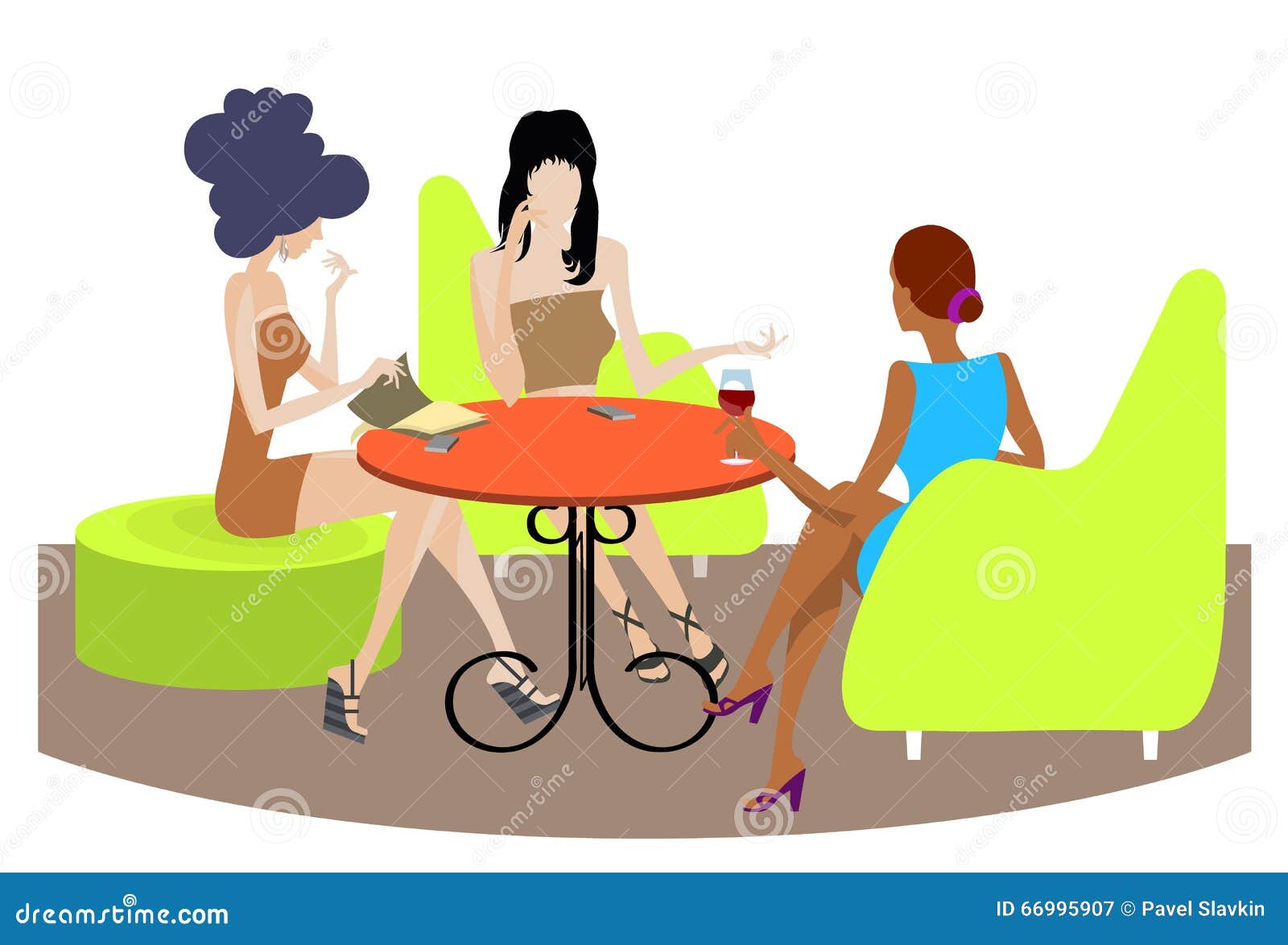 Three girls conversation stock vector. Illustration of group - 66995907