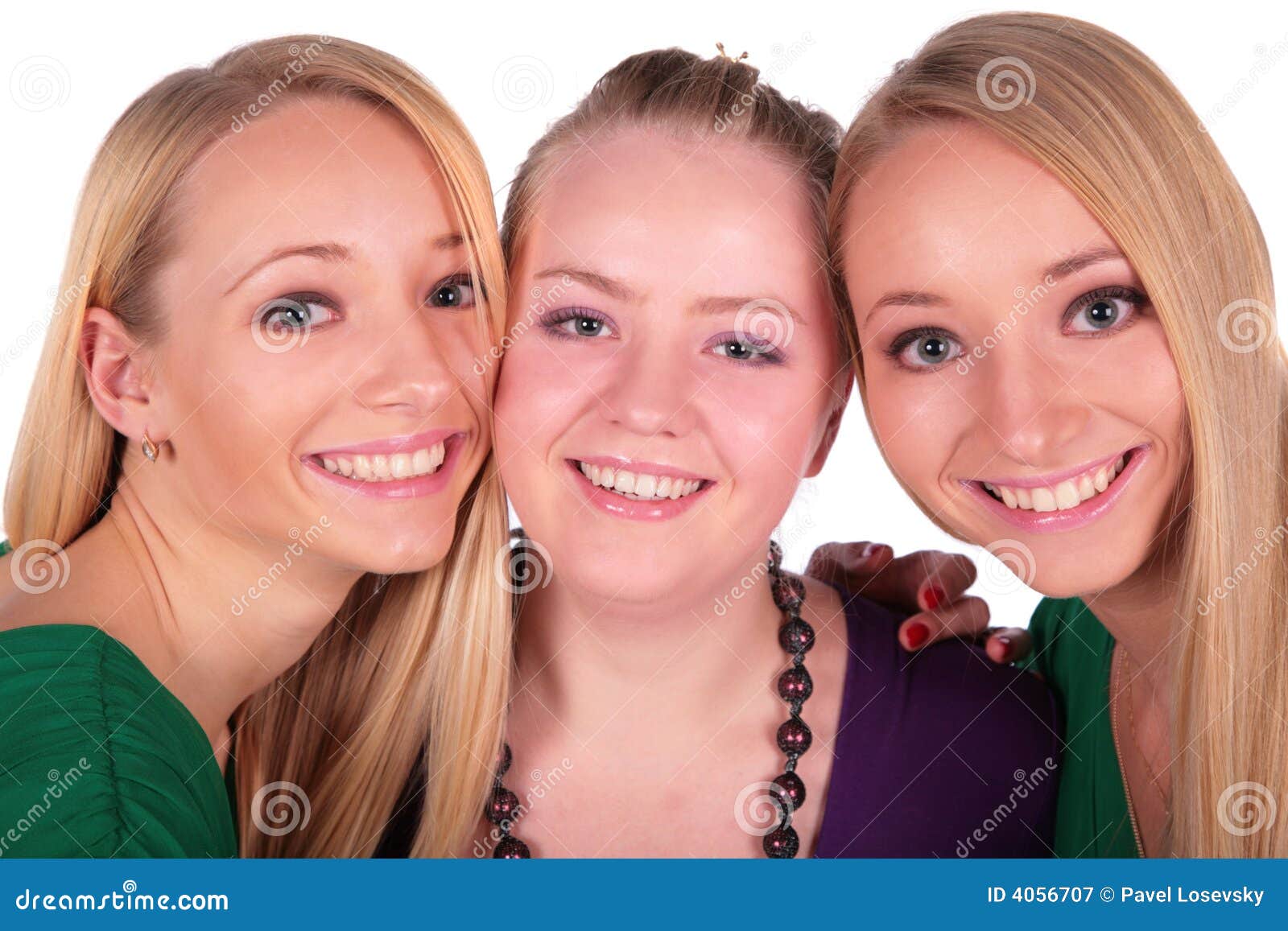 Three girls faces close-up stock image. Image of fashion - 4056707