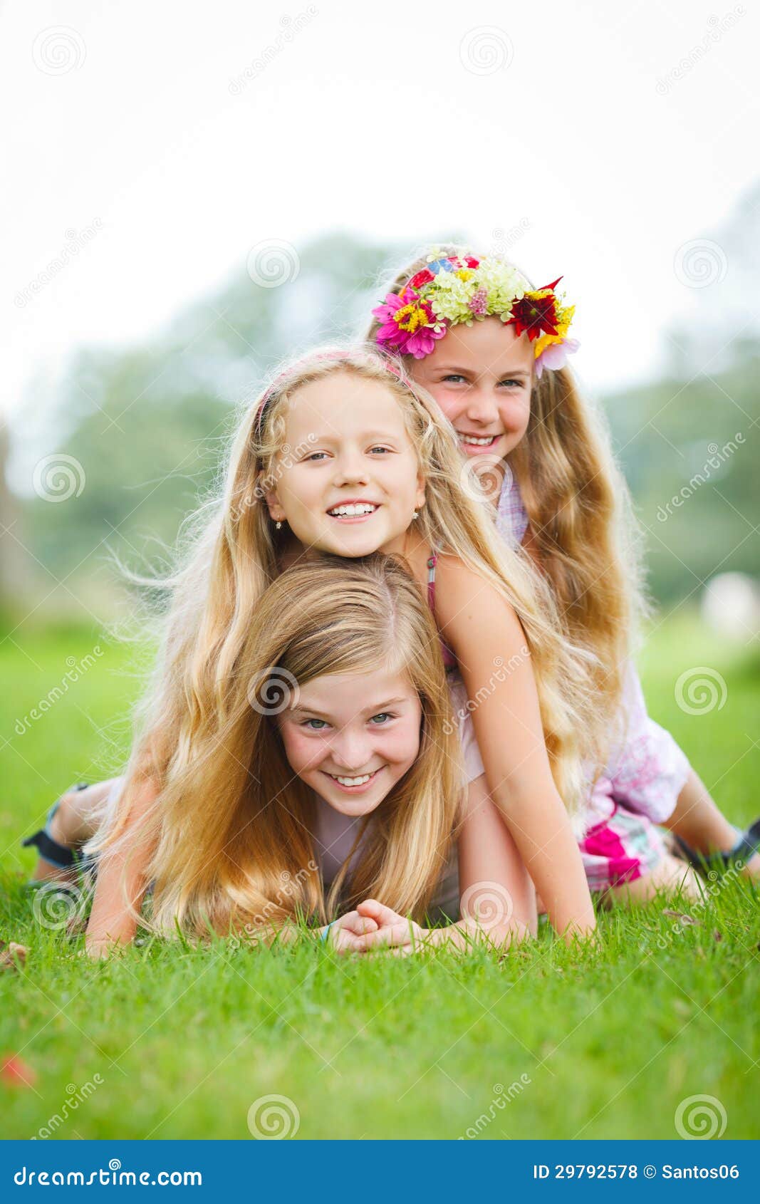 Three Girl Outdoor Having Fun Stock Photo - Image of natural ...