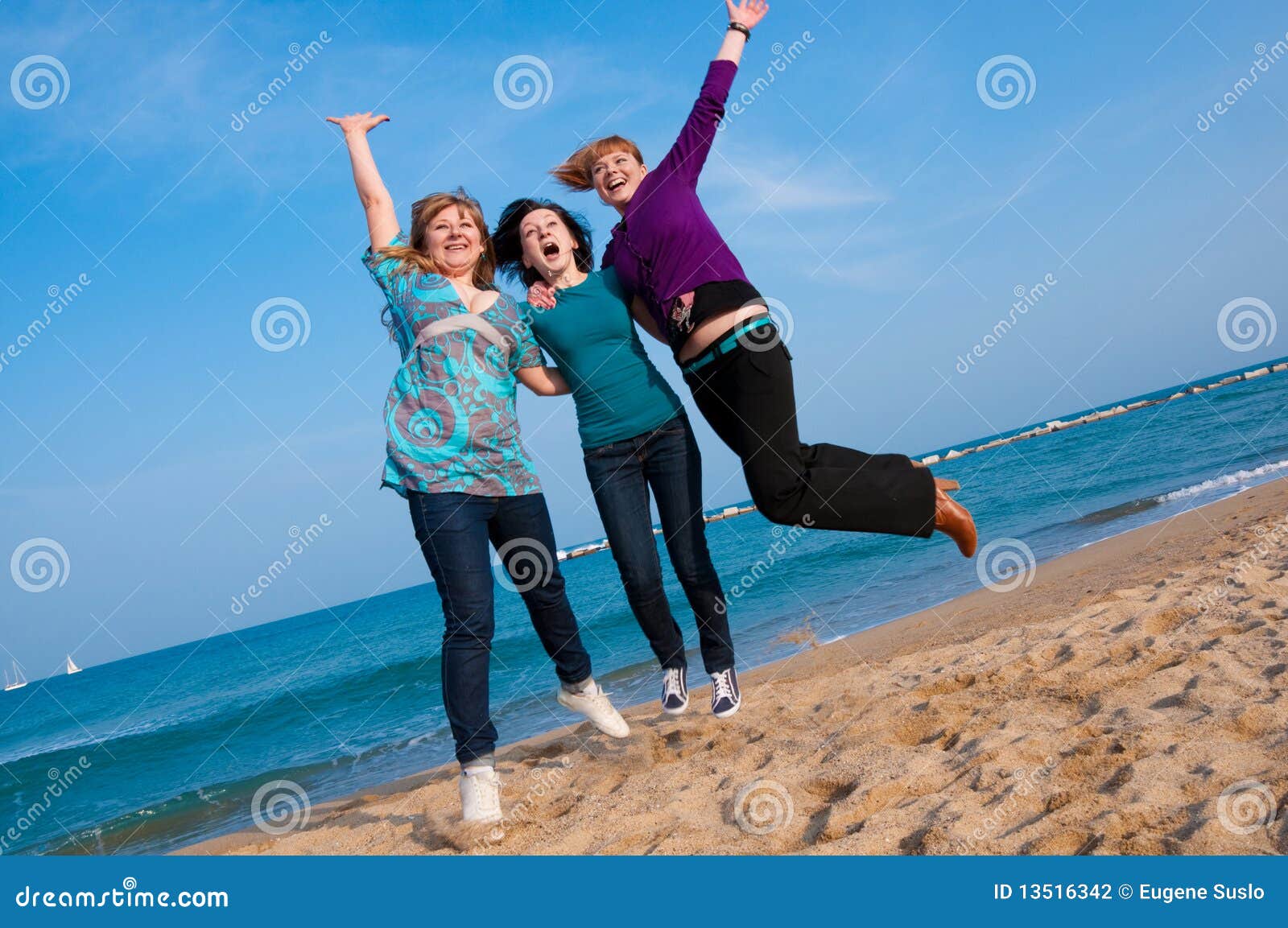Three girls jump stock photo. Image of healthy, body - 13516342