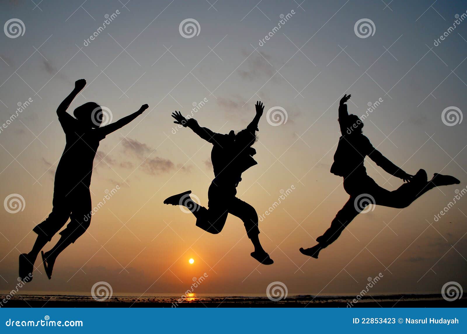 Three Girls Jump As Their Freedom Expression Stock Image - Image of ...