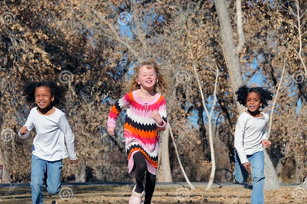 Three girls running stock photo. Image of outside, females - 7864994