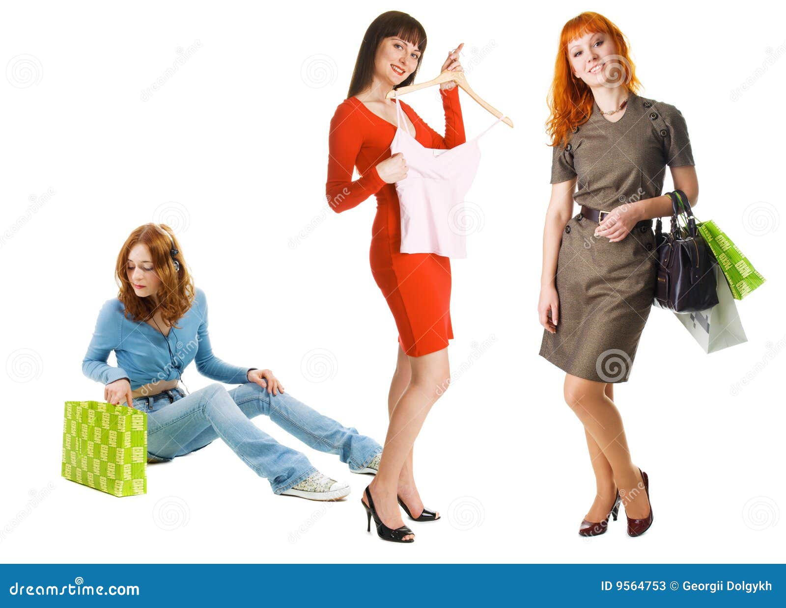 Three girls shopping stock image. Image of lady, happy - 9564753