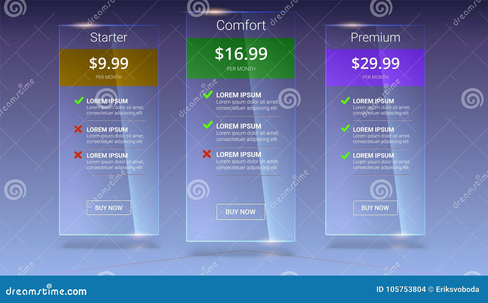 Three Glass Banners with Tariffs Plan. Comparison Stock Vector ...