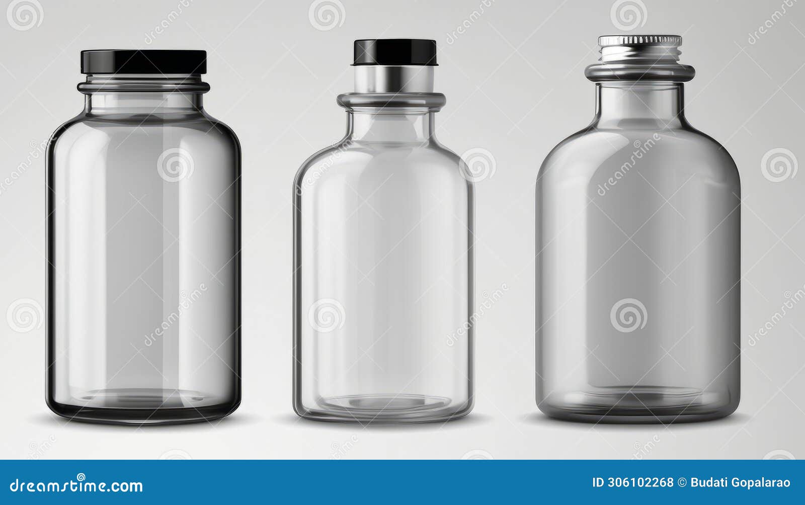 Three Glass Jars with Black Lids Stock Illustration - Illustration of ...