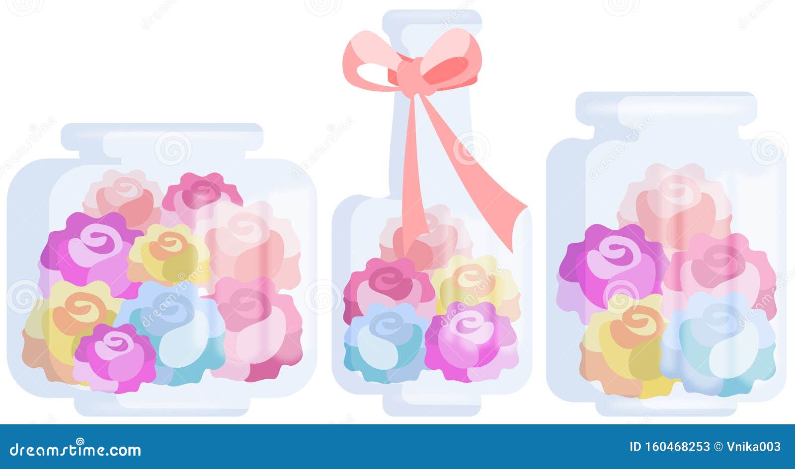Three Glass Jars with Roses, a Drawing of a Floral Element of Decor ...