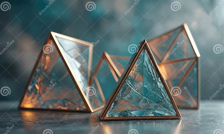 Three Glass Objects are Arranged in a Row, with the Middle Object Being ...