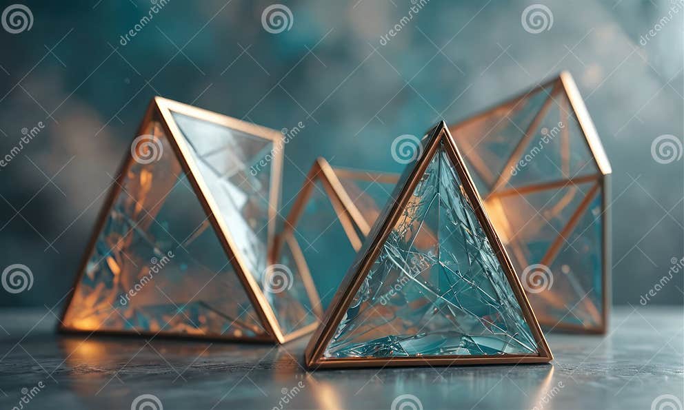 Three Glass Objects are Arranged in a Row, with the Middle Object Being ...