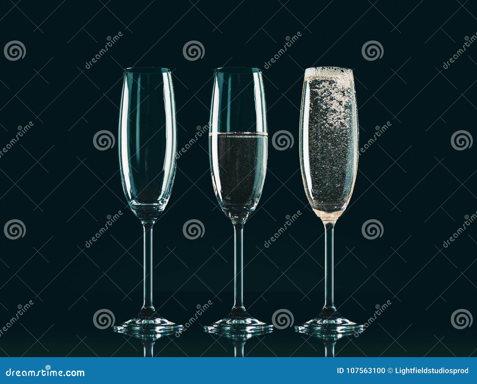 Three Glasses with Champagne Stock Photo - Image of festive, tabletop ...