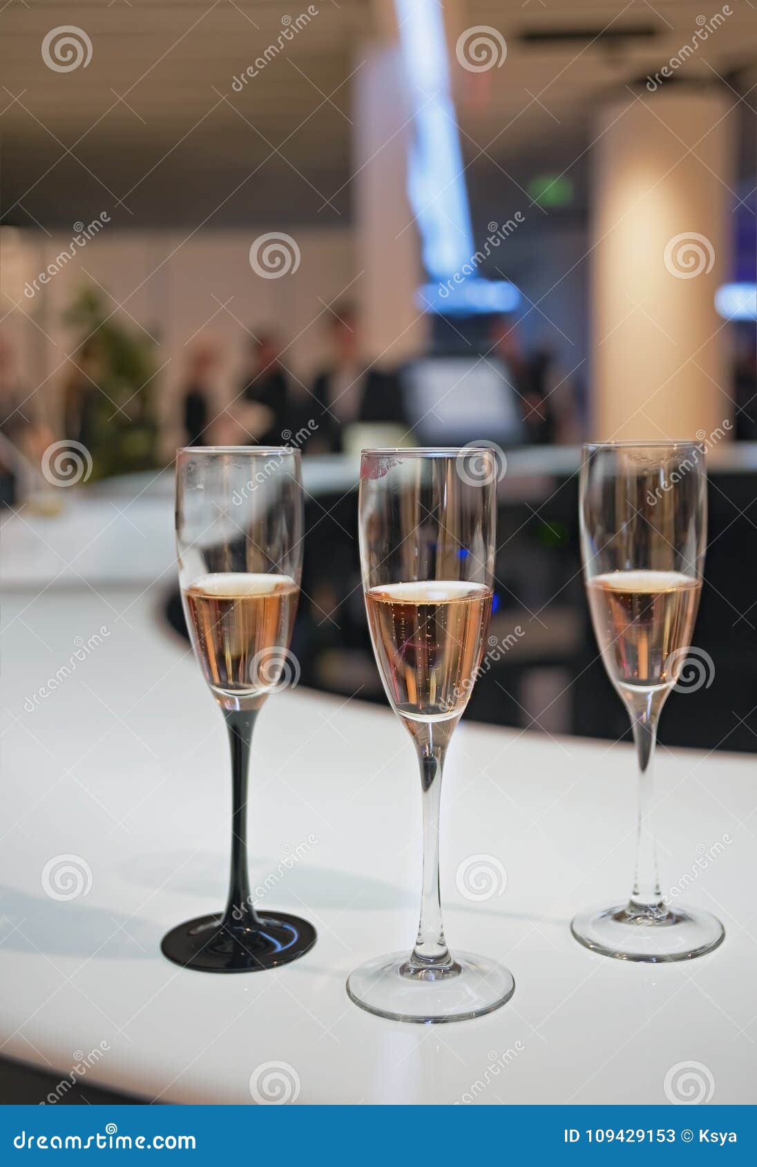 Three glasses of drinks stock image. Image of banquet - 109429153