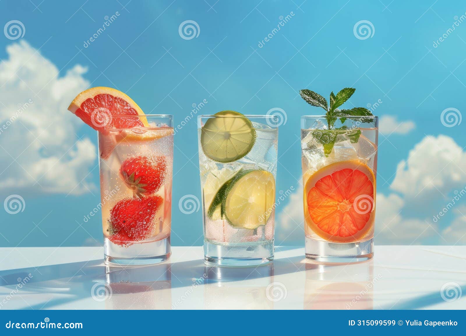 Three Glasses Filled with Different Types of Drinks Stock Image - Image ...