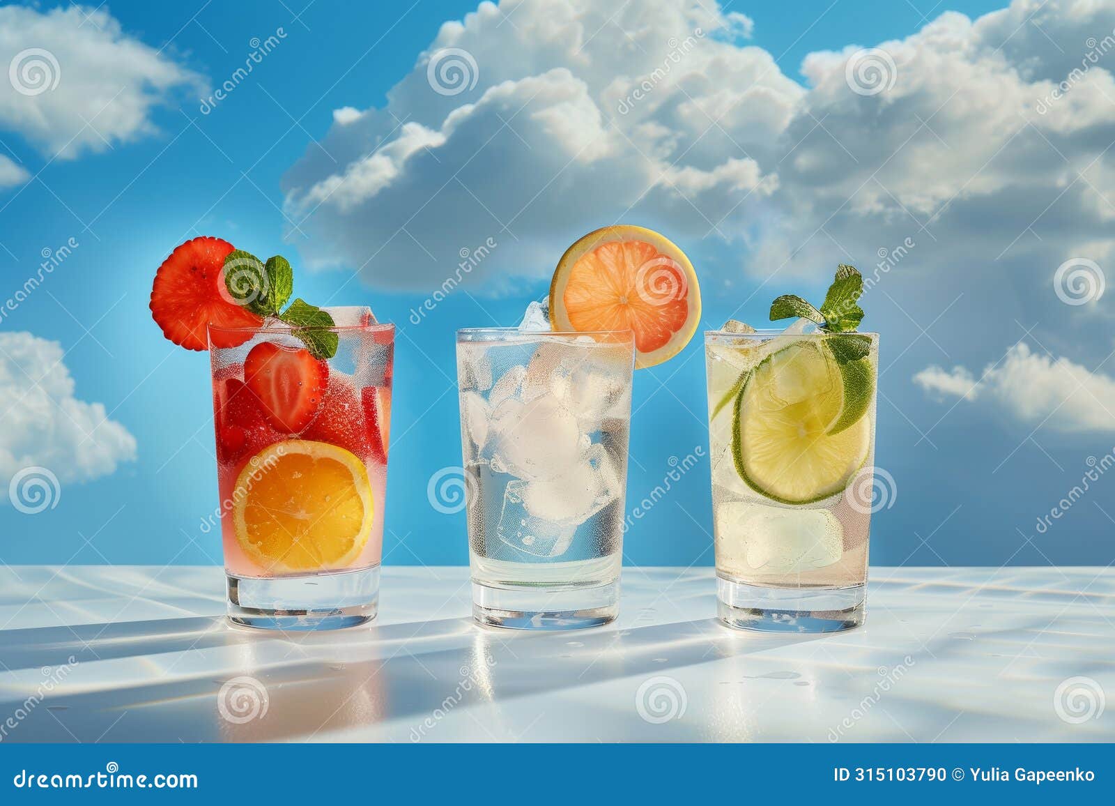 Three Glasses Filled with Different Types of Drinks Stock Photo - Image ...
