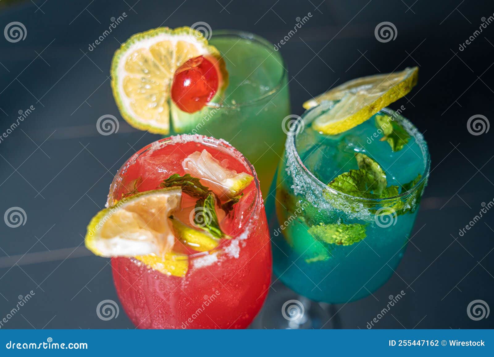 Glasses of fresh cocktails stock photo. Image of sweet - 255447162
