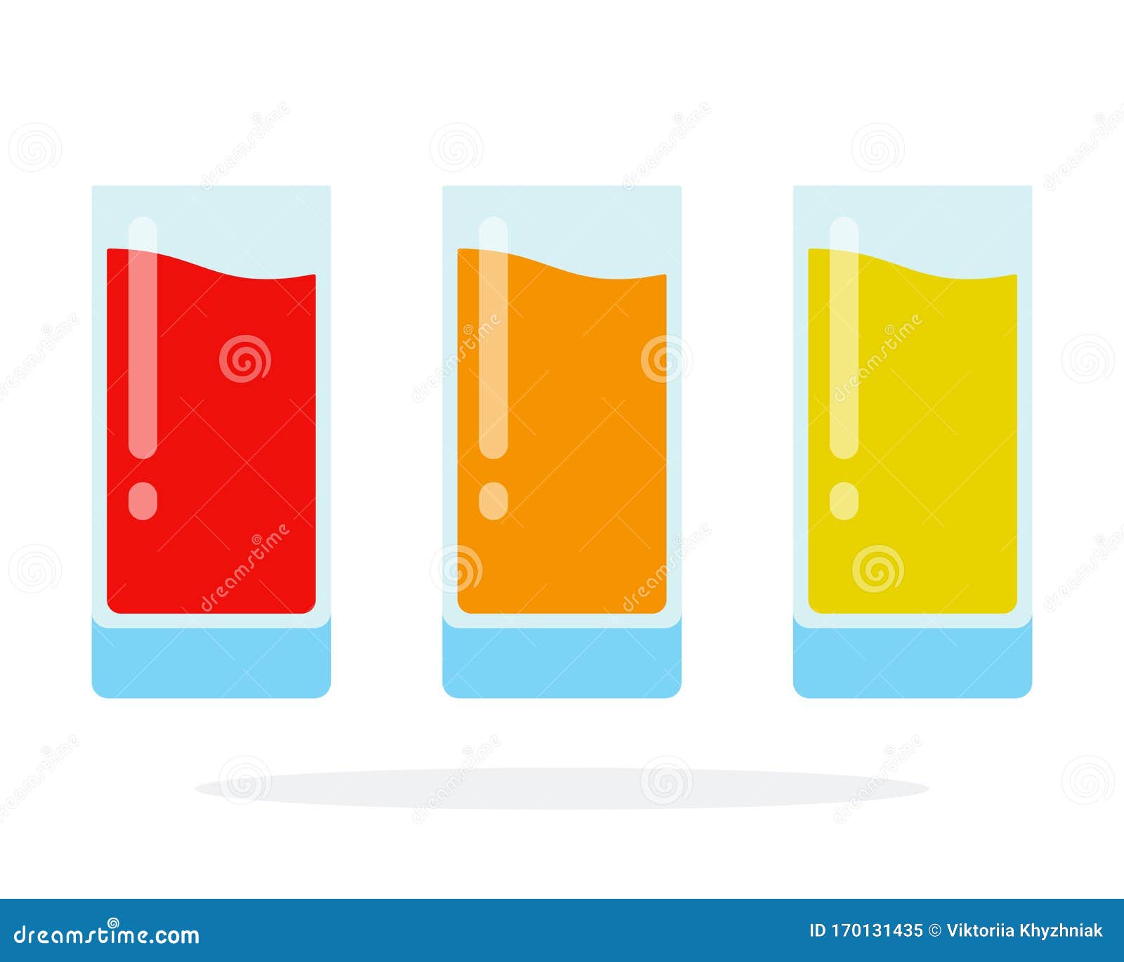 Three Glasses with Fruit Juices Flat Isolated Stock Vector ...