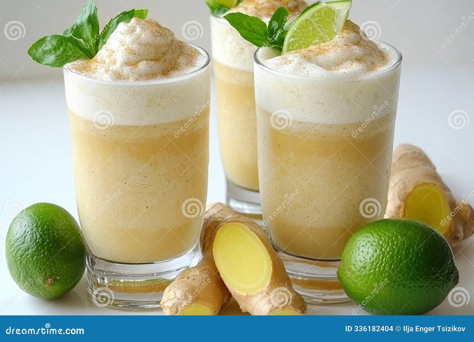 Refreshing Ginger Drink In Tall Glass With Fresh Ginger Roots Royalty ...