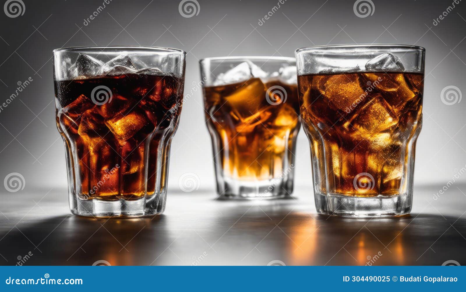 Three Glasses of Soda with Ice Stock Illustration - Illustration of ...