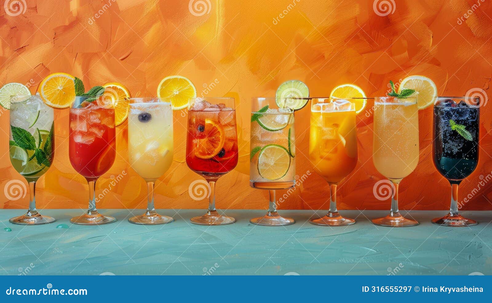 Group of Three Glasses Filled with Different Drinks Stock Image - Image ...