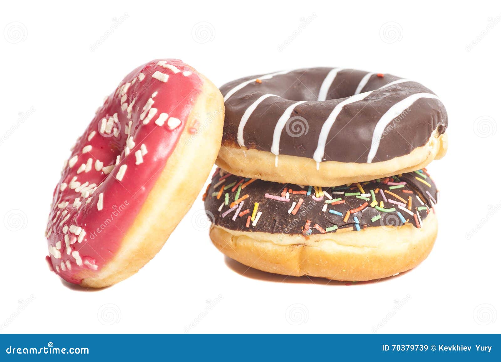 Three Glazed Donuts Isolated on White Stock Image - Image of pastry ...