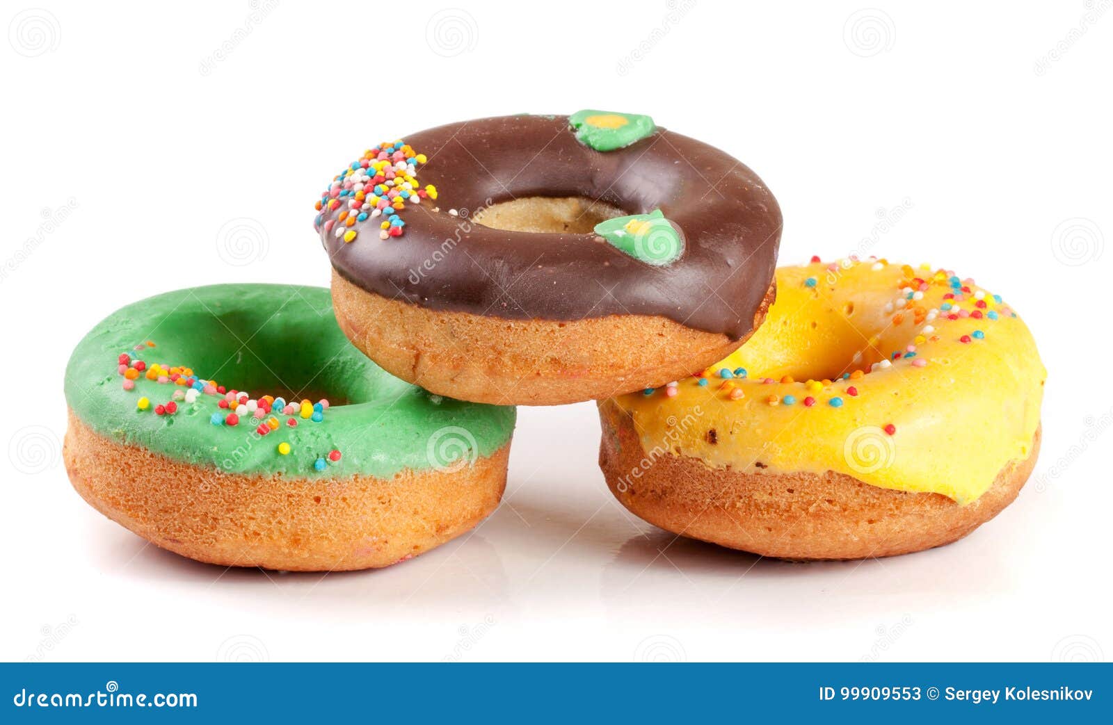 Three Glazed Donut Isolated On White Background Royalty-Free Stock ...