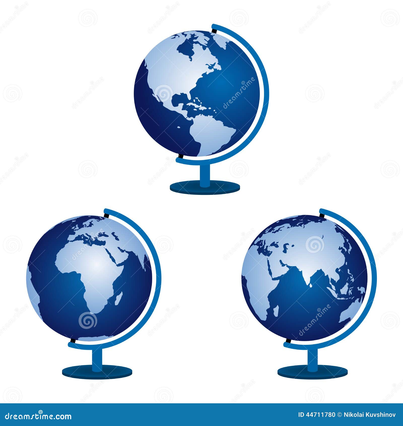 Three Globe on a White Background Stock Vector - Illustration of globus ...