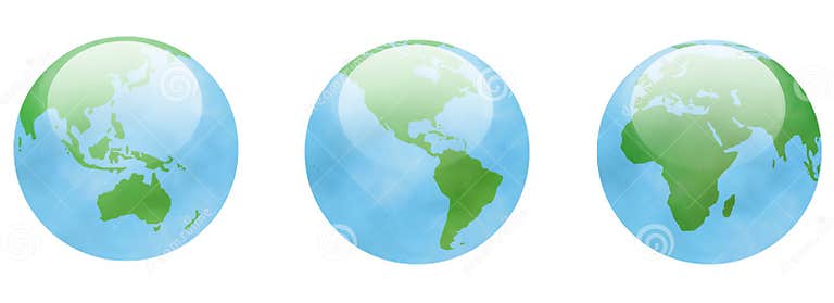 Three globes stock illustration. Illustration of clip - 1064183