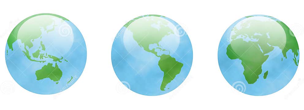 Three globes stock illustration. Illustration of clip - 1064183