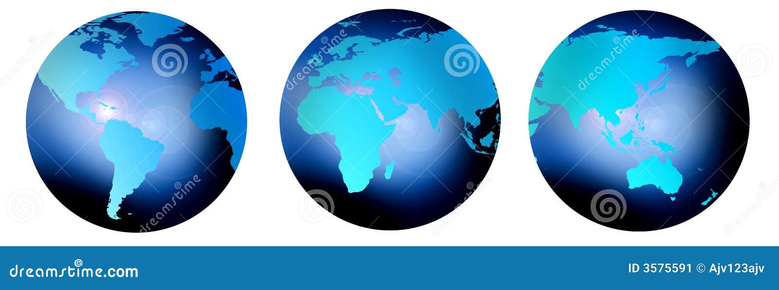 Three 3D Globes With World Maps - Vector Royalty-Free Stock Photography ...