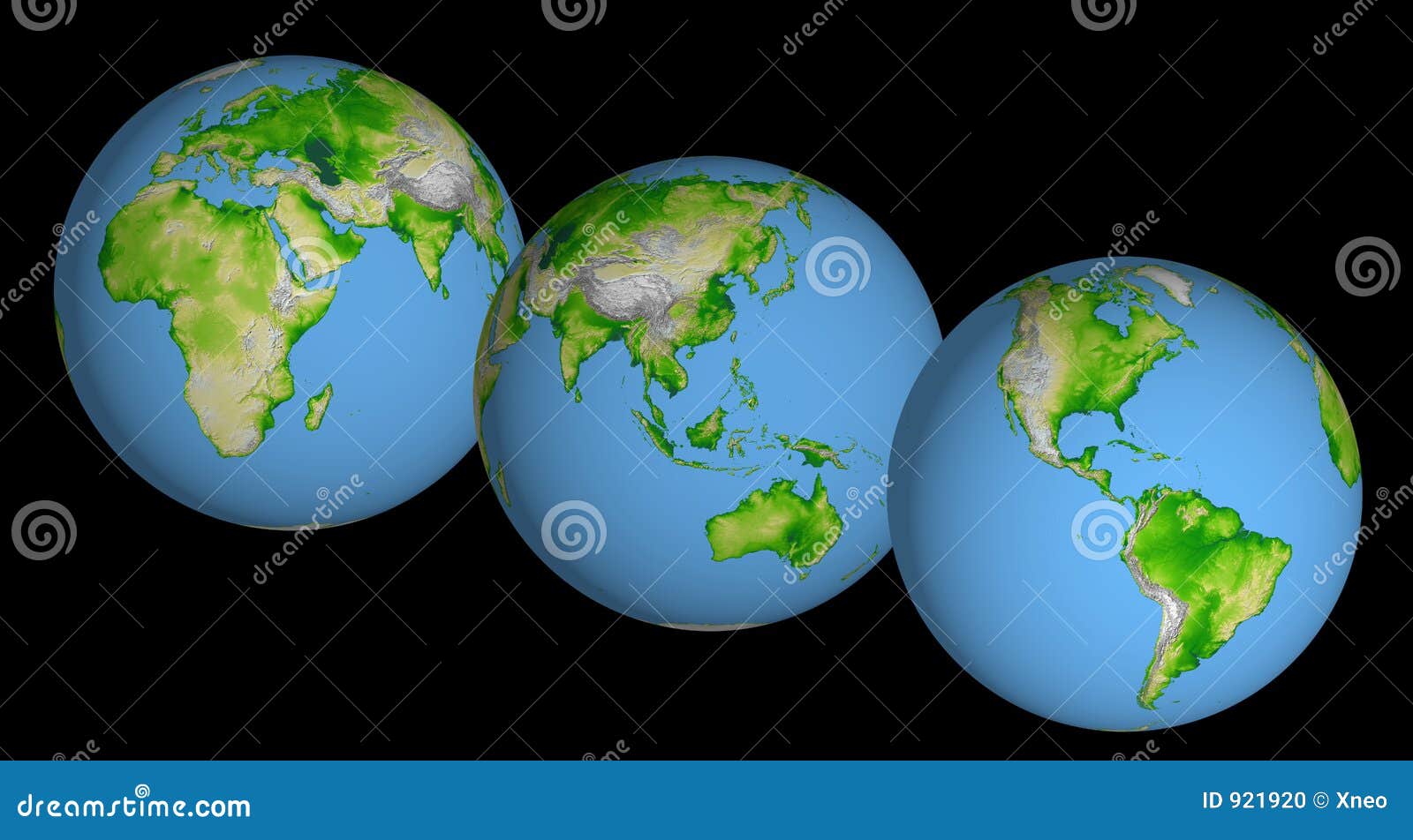 Three 3D Globes With World Maps - Stock Vector | CartoonDealer.com ...