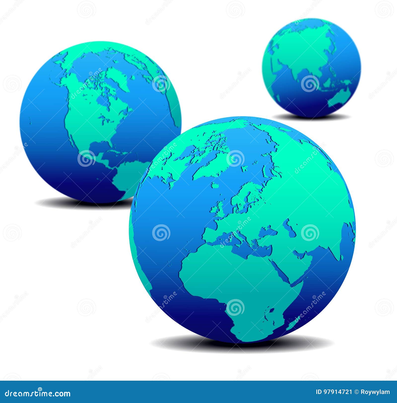 Three 3D Globes With World Maps - Vector Royalty-Free Stock Photography ...