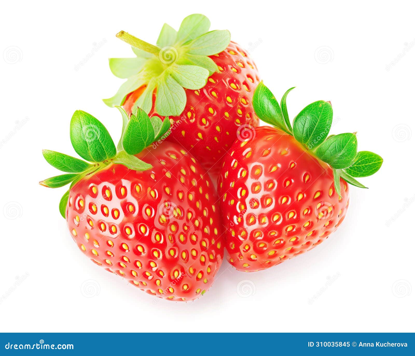 Three Glossy Strawberries Top View Isolated on White Stock Illustration ...
