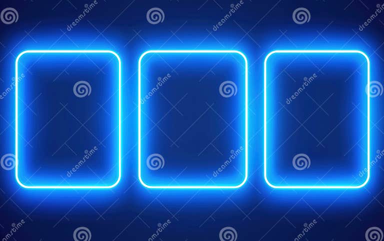 Three Glowing Blue Rectangular Outlines on a Deep Blue Background ...