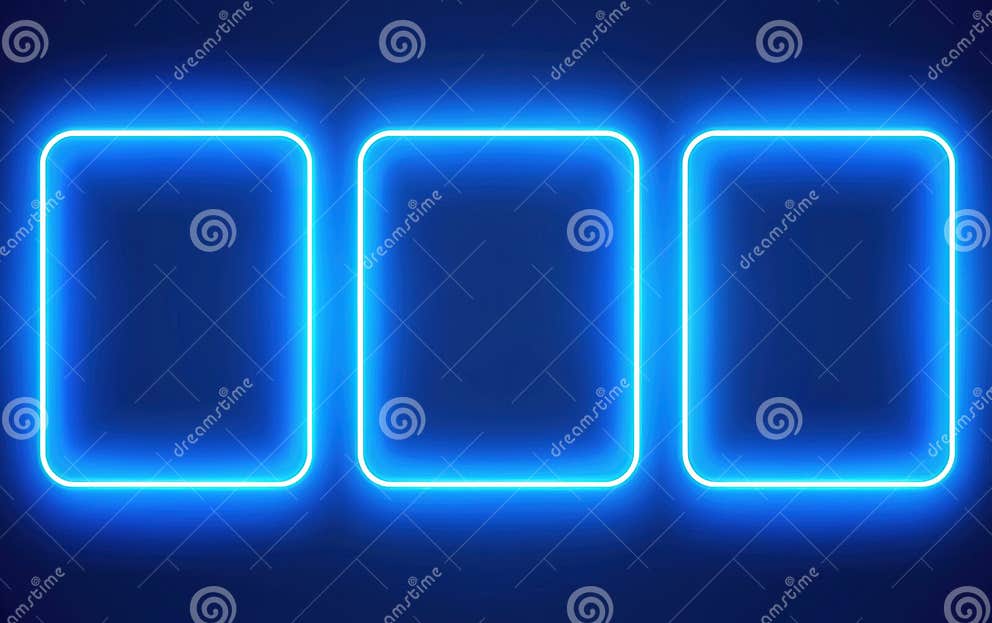 Three Glowing Blue Rectangular Outlines on a Deep Blue Background ...