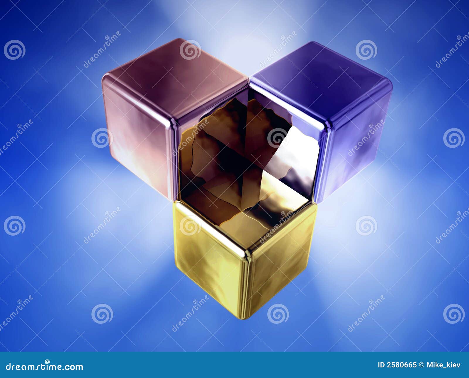 Three glowing cube stock illustration. Illustration of combine - 2580665