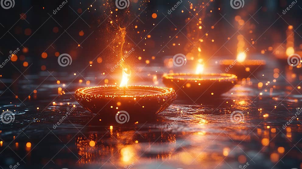 Three Glowing Embers in Dark Setting with Sparks Stock Illustration ...